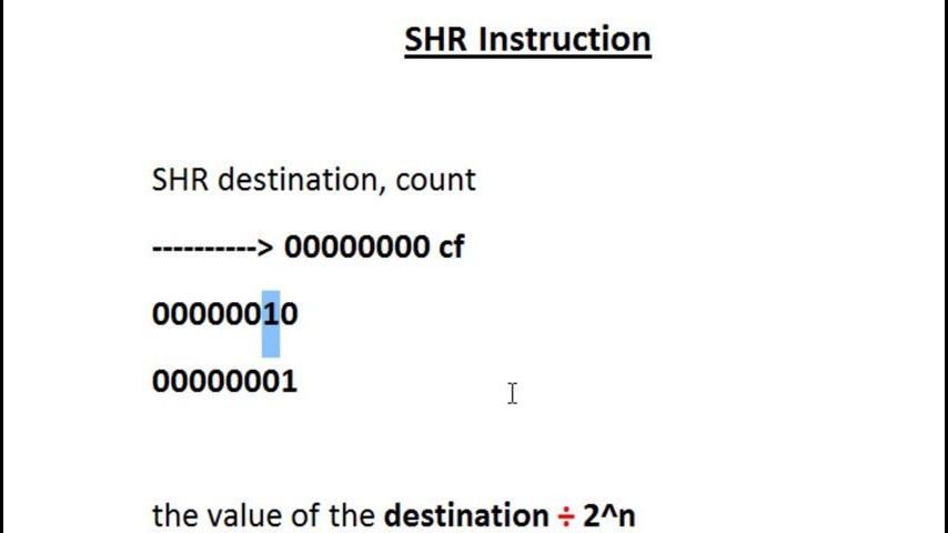 Assembly Language Programming Tutorial – 46 – SHR Instruction – YouTube ...