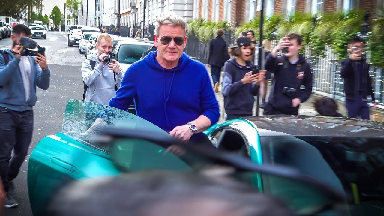 Gordon Ramsay driving his $1.5Million Aston Martin Valour in London ...