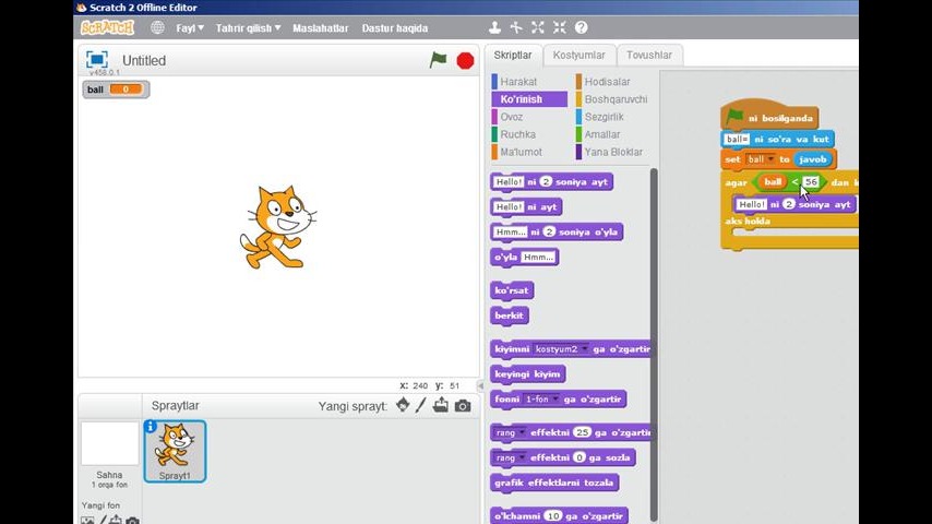 Scratch dasturida tarmoqlanuvchi dasturlar tuzish - Mover.uz